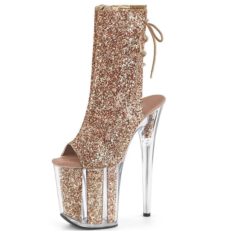 Peep Toe Sparkly Ankle Booties – The Drag Queen Store