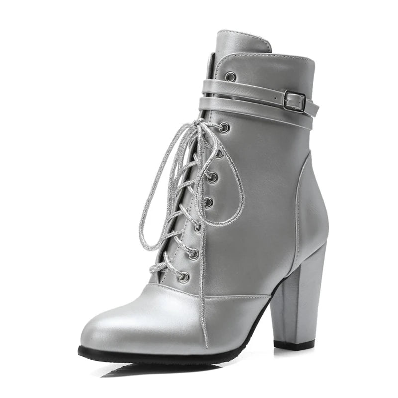 Strut Commander Lace-Up Ankle Boots – Fierce Drag Queen Block Heel Boo ...