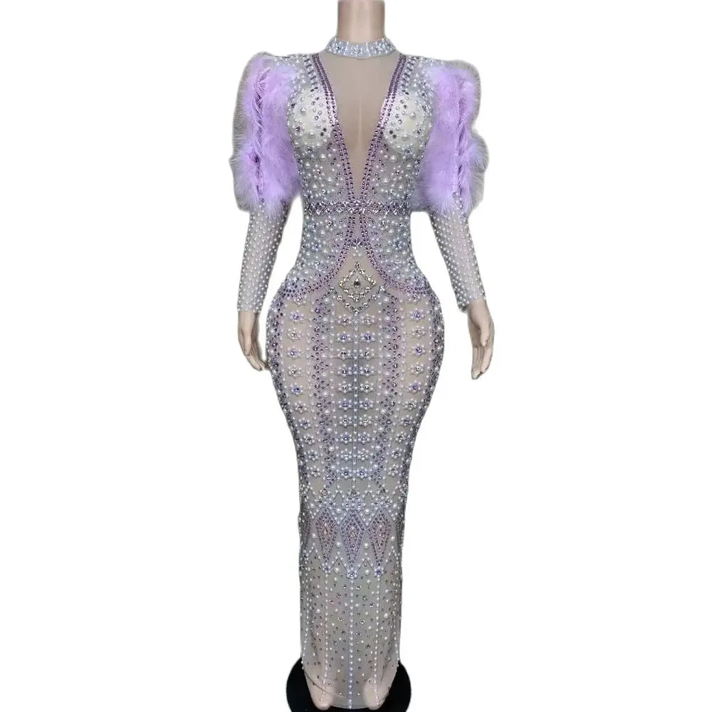Queen Bee Purple Feathers Gown – The Drag Queen Store