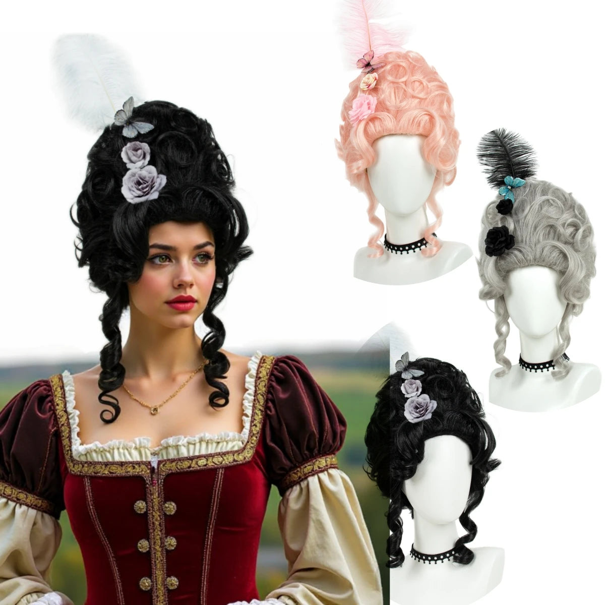 Baroque Rococo Style Costume Wig – Black, Gray, Pink, or Blonde – The ...