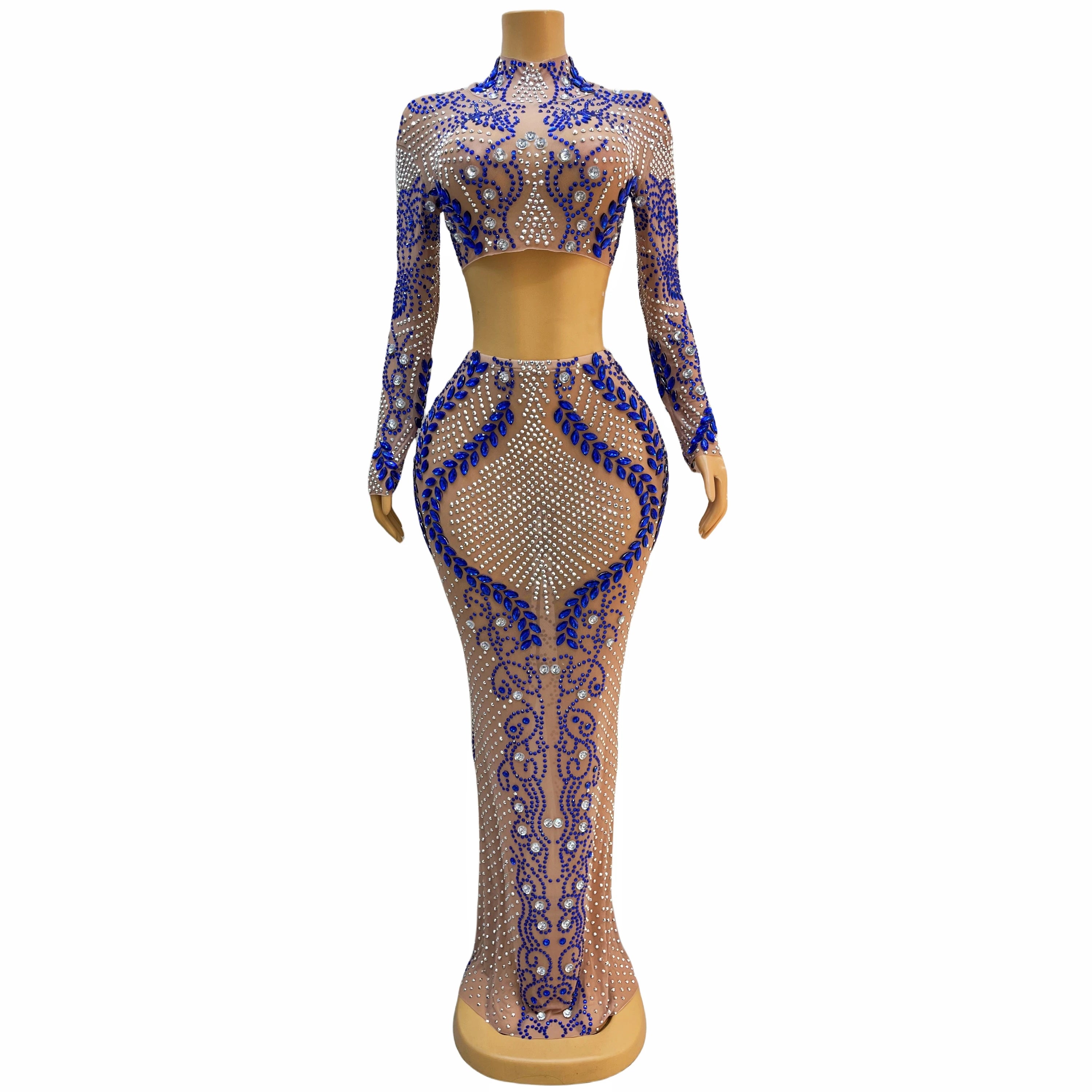 Glitz & Glamour: Sparkling Blue Silver Two-Piece Set – The Drag Queen Store