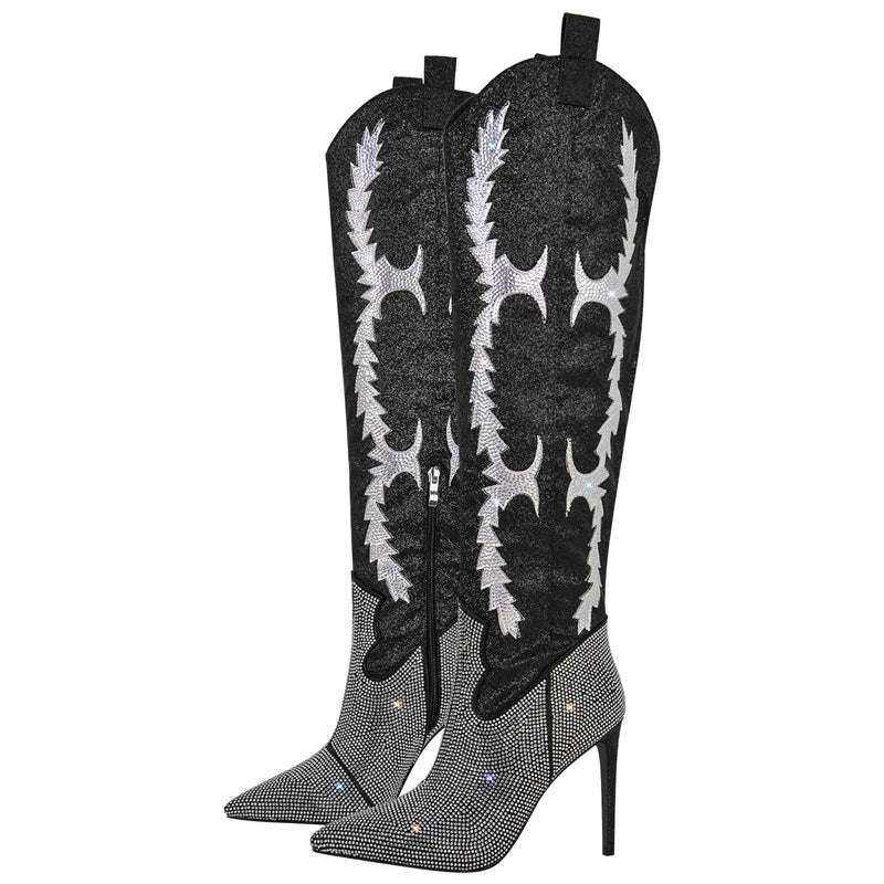 Glitter Galore Extravaganza: Rhinestone Royale Over-The-Knee Stompers ...