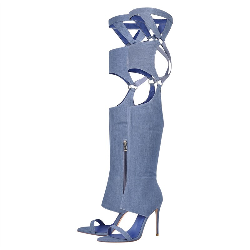 Queen Latifa Over The Knee Denim Boots | The Drag Queen Store