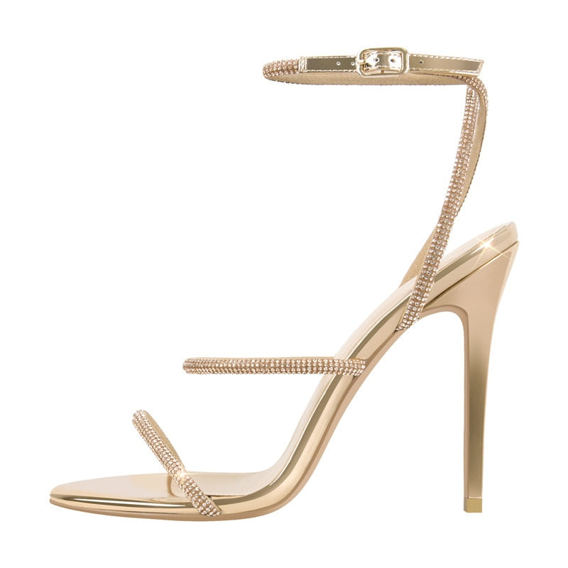 Ruth Lezz Open Toe Strappy Rhinestone Sandals – The Drag Queen Store