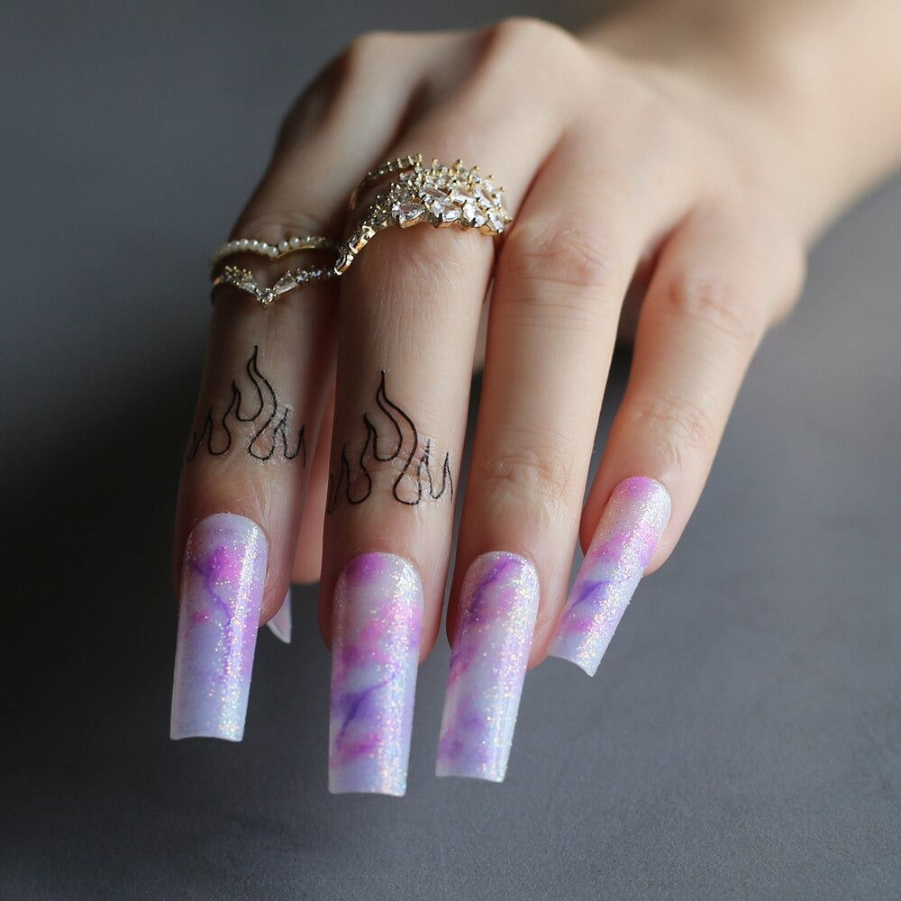 Pink Glitter Extra Long Press On Nails – The Drag Queen Store