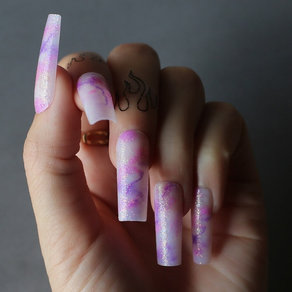 Pink Glitter Extra Long Press On Nails – The Drag Queen Store