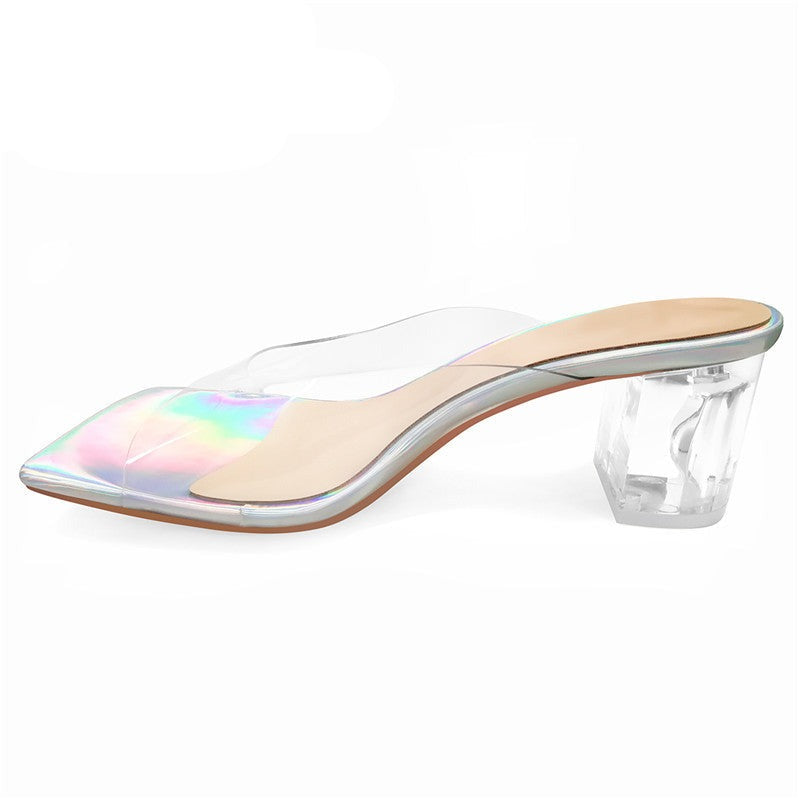 Sarah Tonin Holographic Transparent Sandals | The Drag Queen Store
