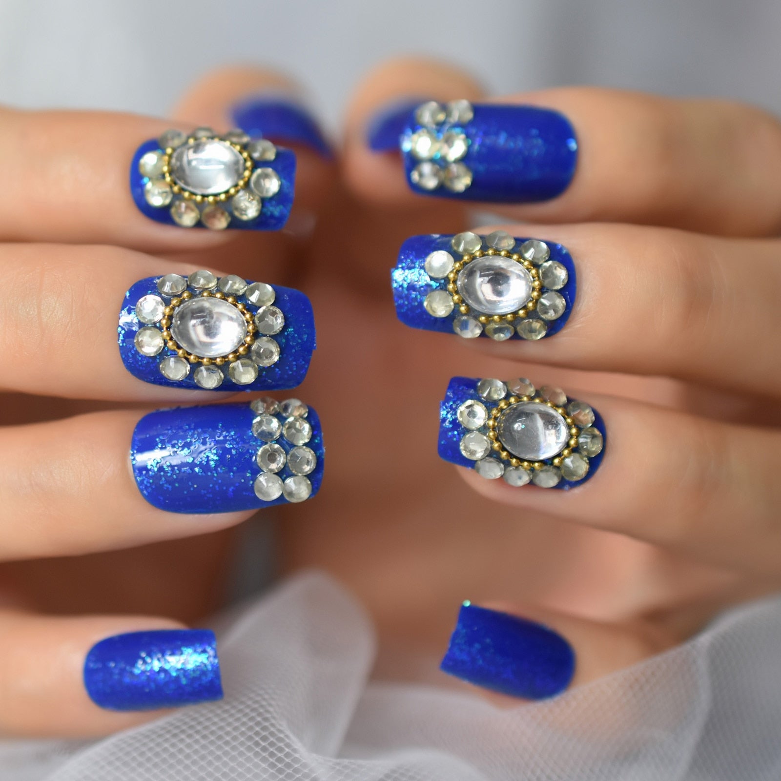 Bea Constrictor Diamond Blue Press On Nails – The Drag Queen Store